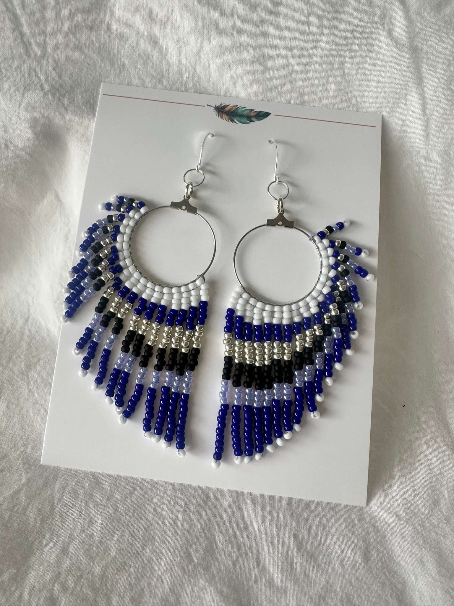 Indigenous Handmade Earrings - 'Blue Jay Wings' – Cree Craft