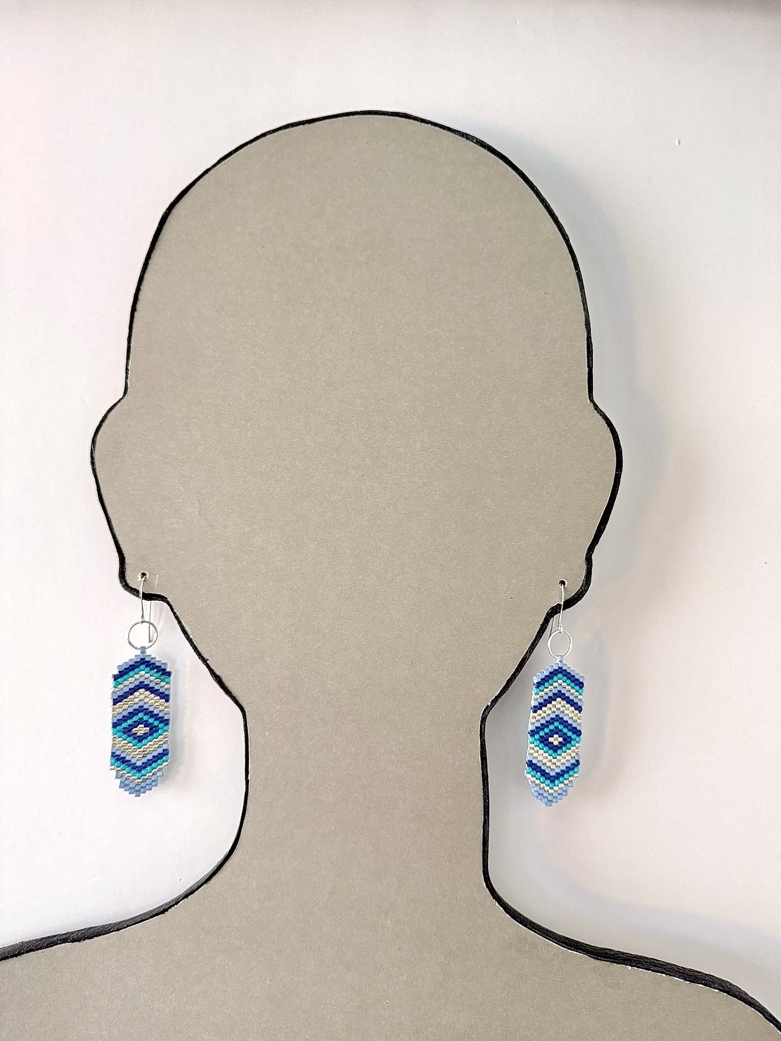 Miyuki Delica Beads - Feather (Blue) - Indigenous Handmade Earrings ...